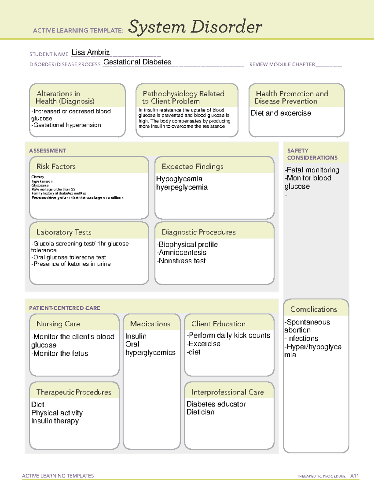 GD TTS 1 - Gestational diabetes - ACTIVE LEARNING TEMPLATES TherapeuTic ...