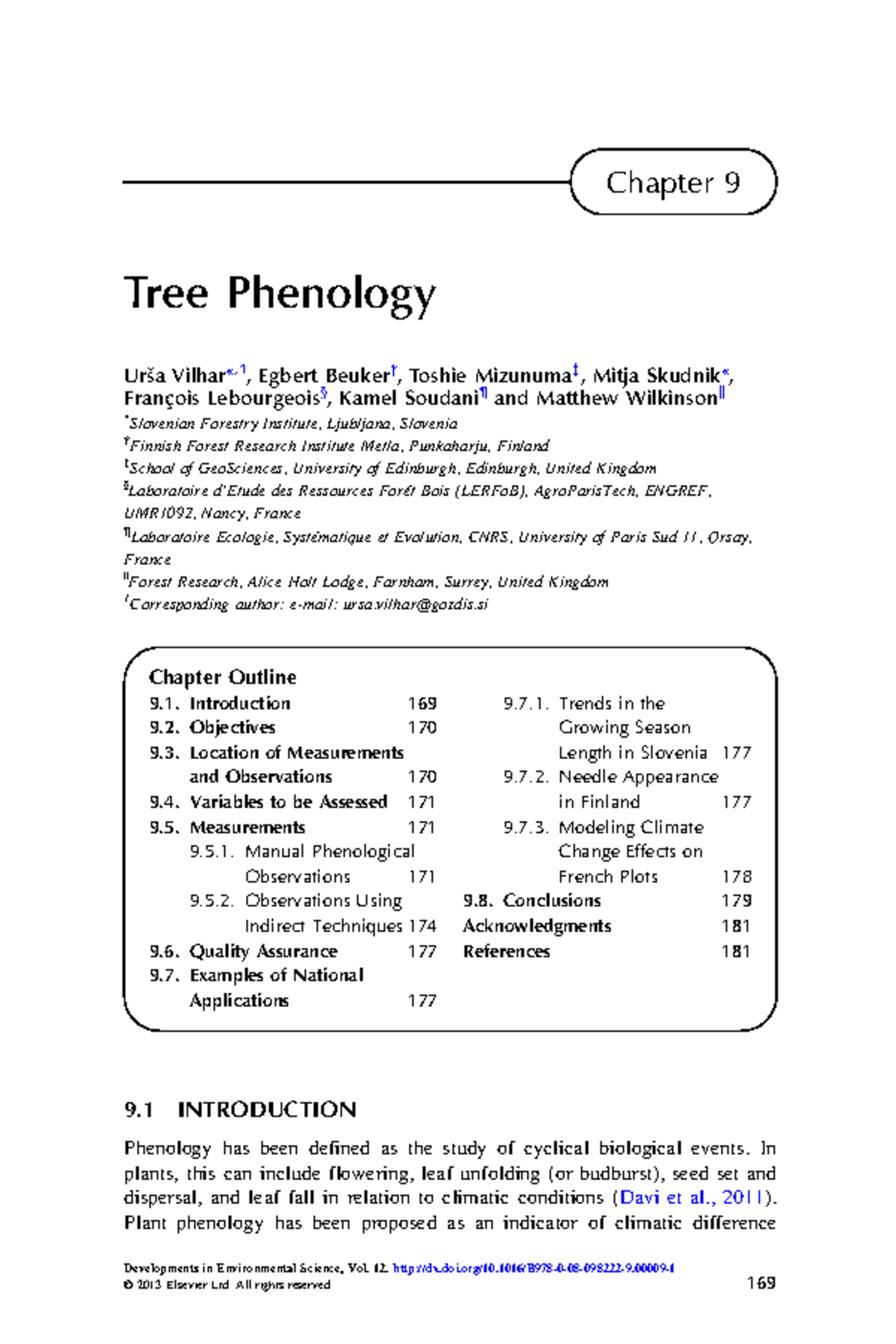 1-s2 - Lectura encargada - Chapter 9 Tree Phenology Ursˇa Vilhar*,1 ...
