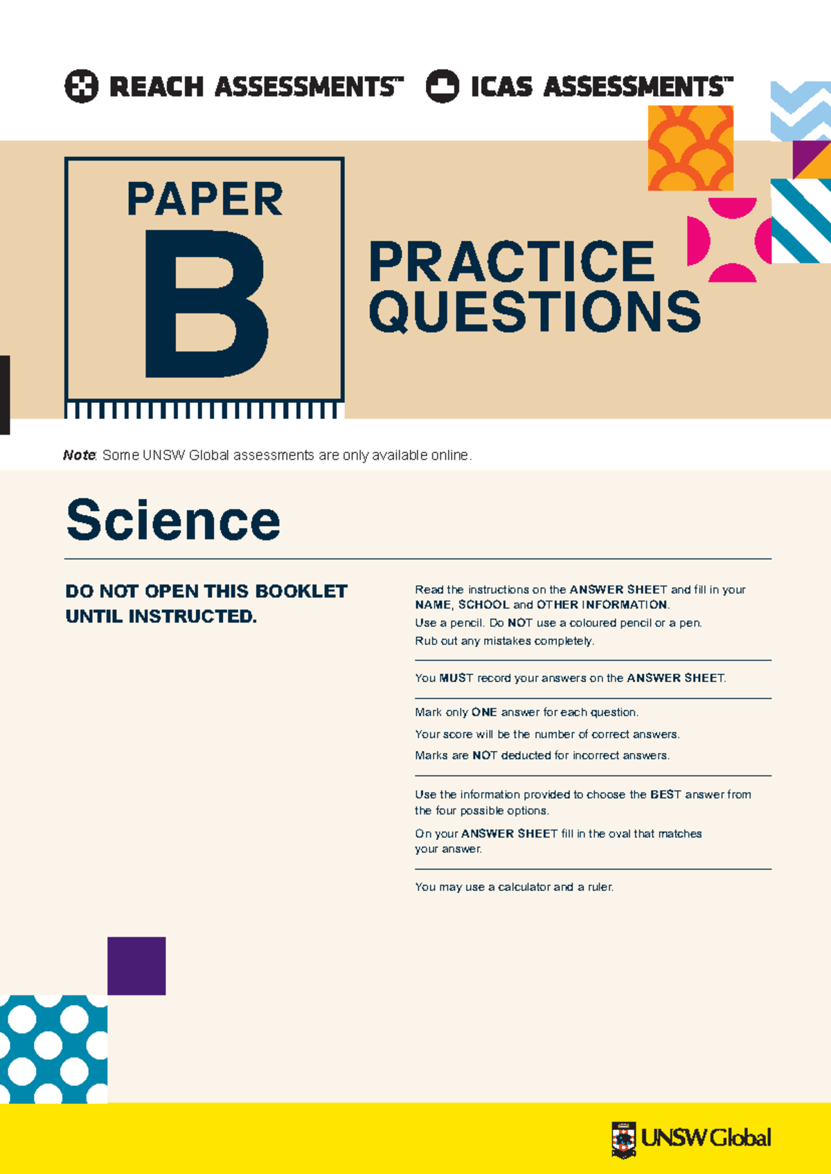 2019 Reach and ICAS Practice Questions Science Paper B - Science ...