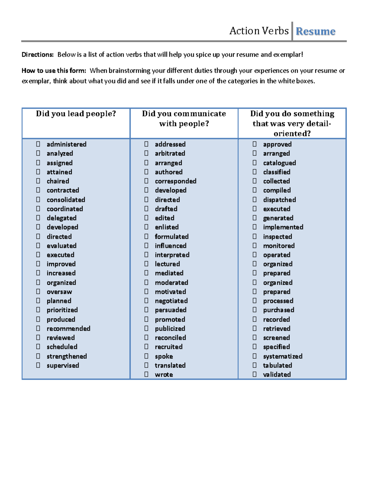 Resume Action Verbs - CN III Exemplar - Critical Care.pdf 96.4 KB Saved ...