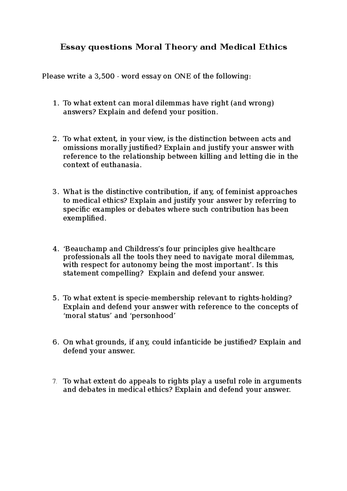 Essay Question For MTME 7FFLG911 KCL Studocu