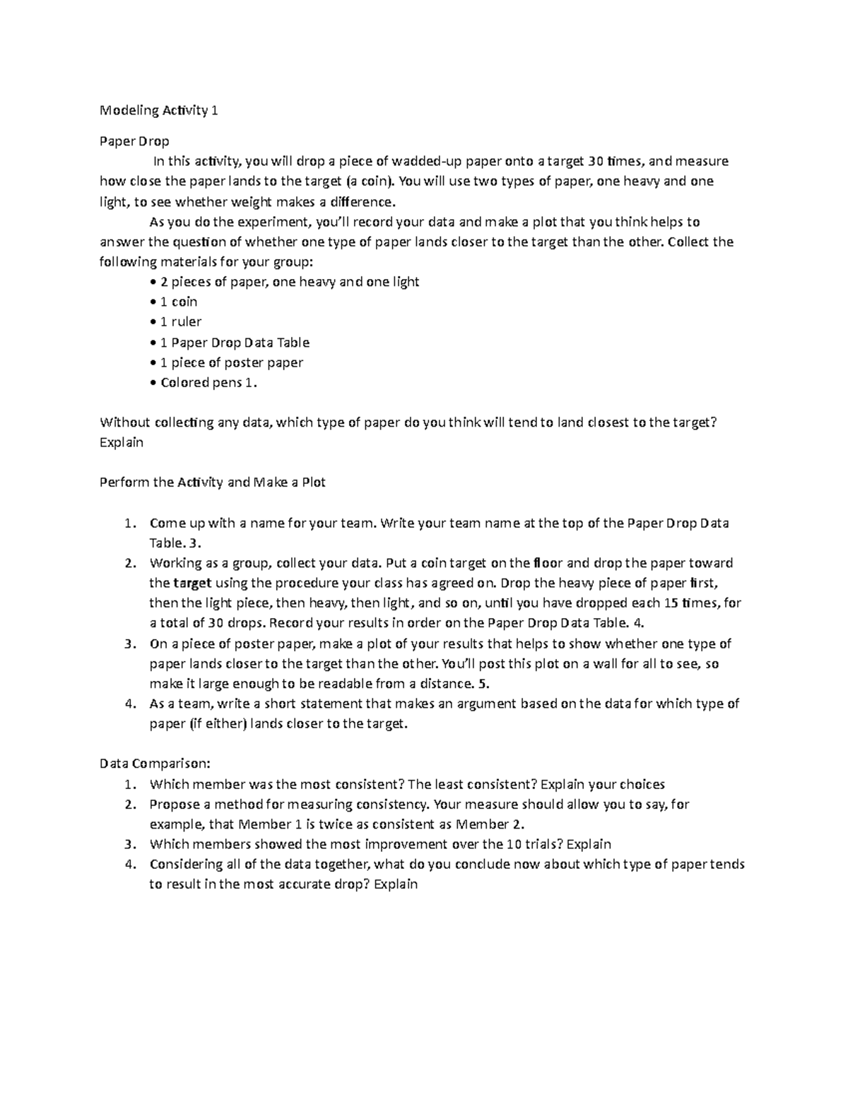 Quantitative Method Activity 1 Modeling Activity 1 Paper Drop In This quantitative-method-activity-1-modeling-activity-1-paper-drop-in-this