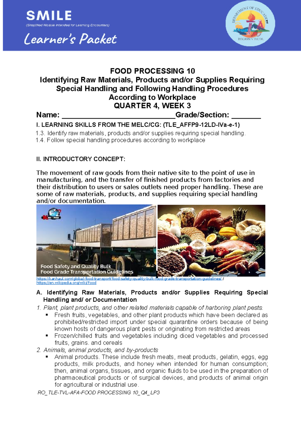 FP10 Q4 LP3 WEEK 3 - assignment - FOOD PROCESSING 10 Identifying Raw ...