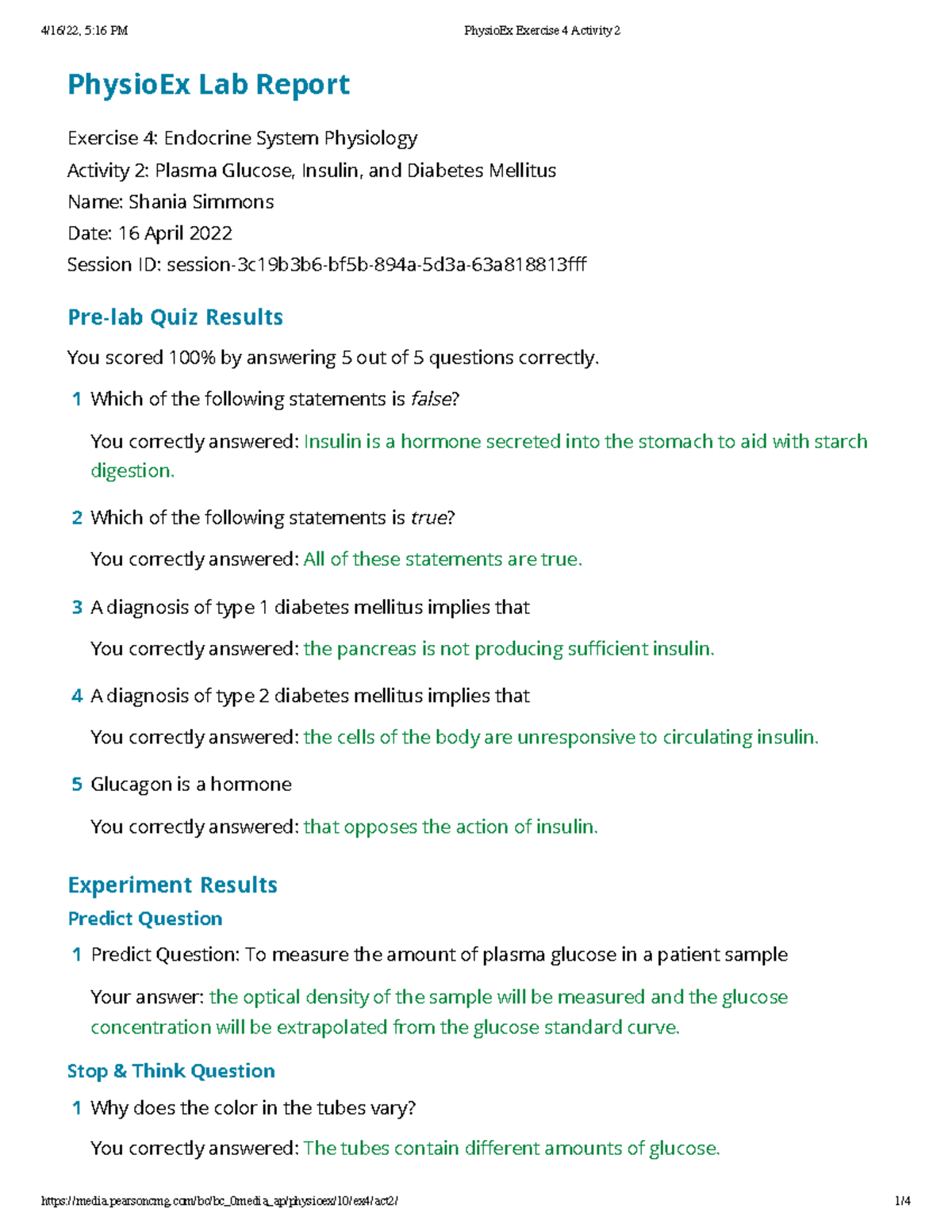 Physio Ex Exercise 4 Activity 2 - ZOOL 370 - FSU - Studocu