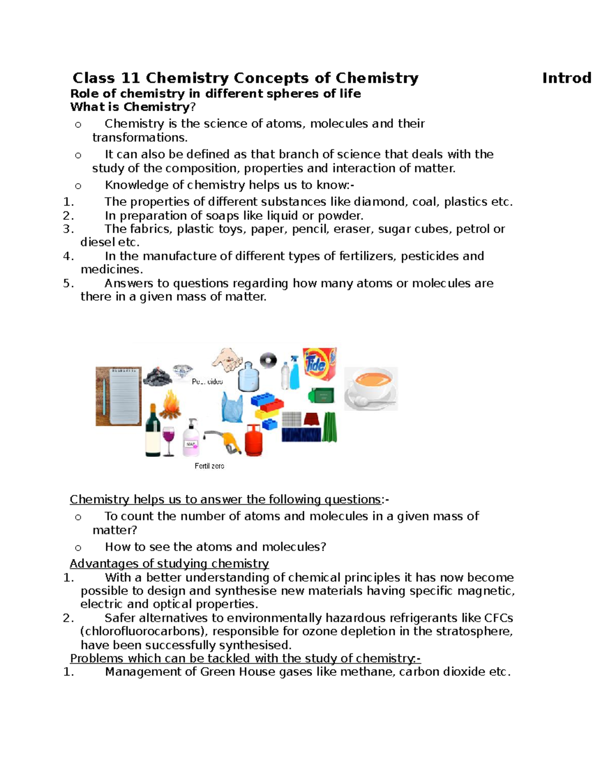 Class 11 Chemistry Concepts of Chemistry - o It can also be defined as ...