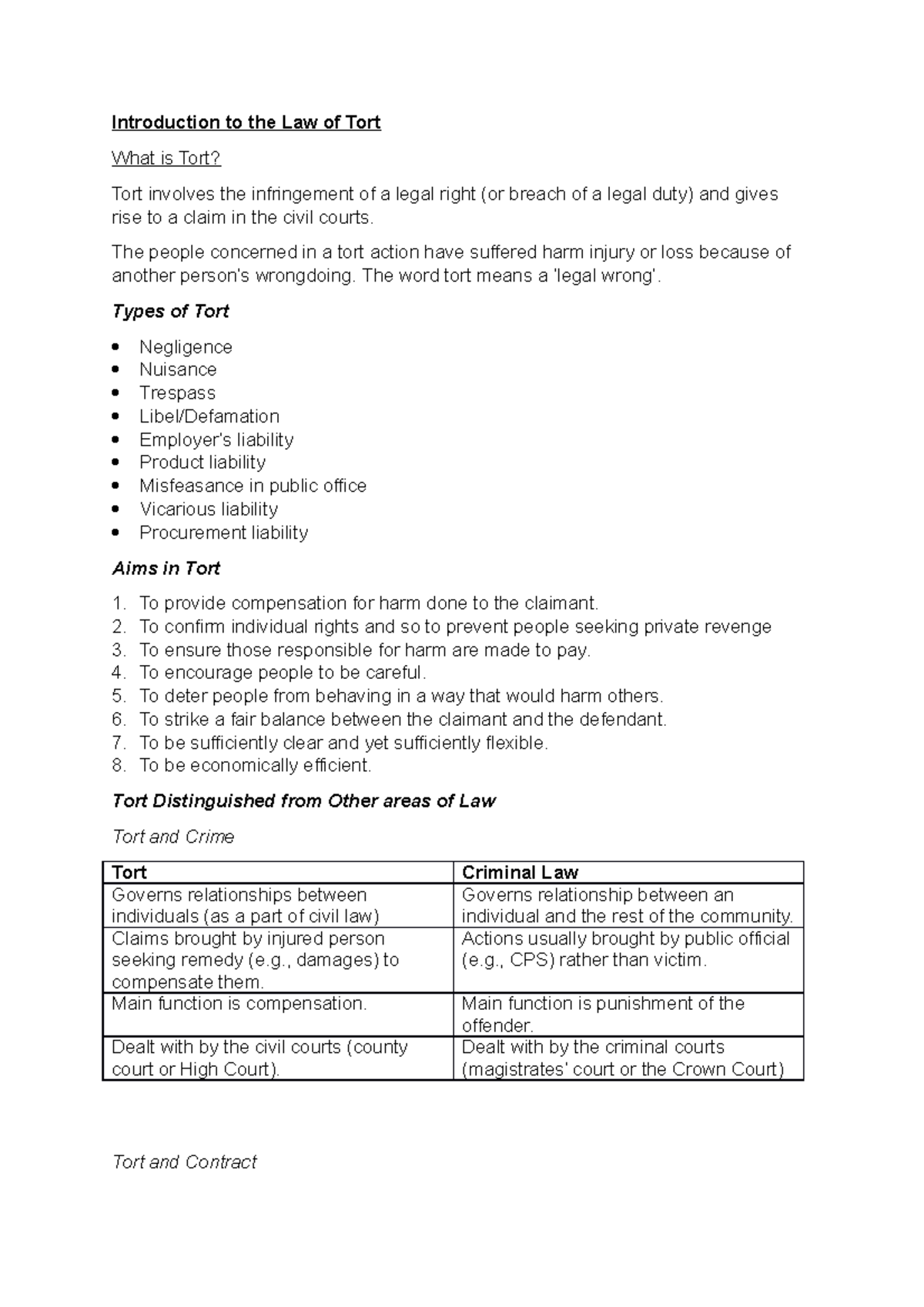 Introduction to the Law of Tort - The people concerned in a tort action ...
