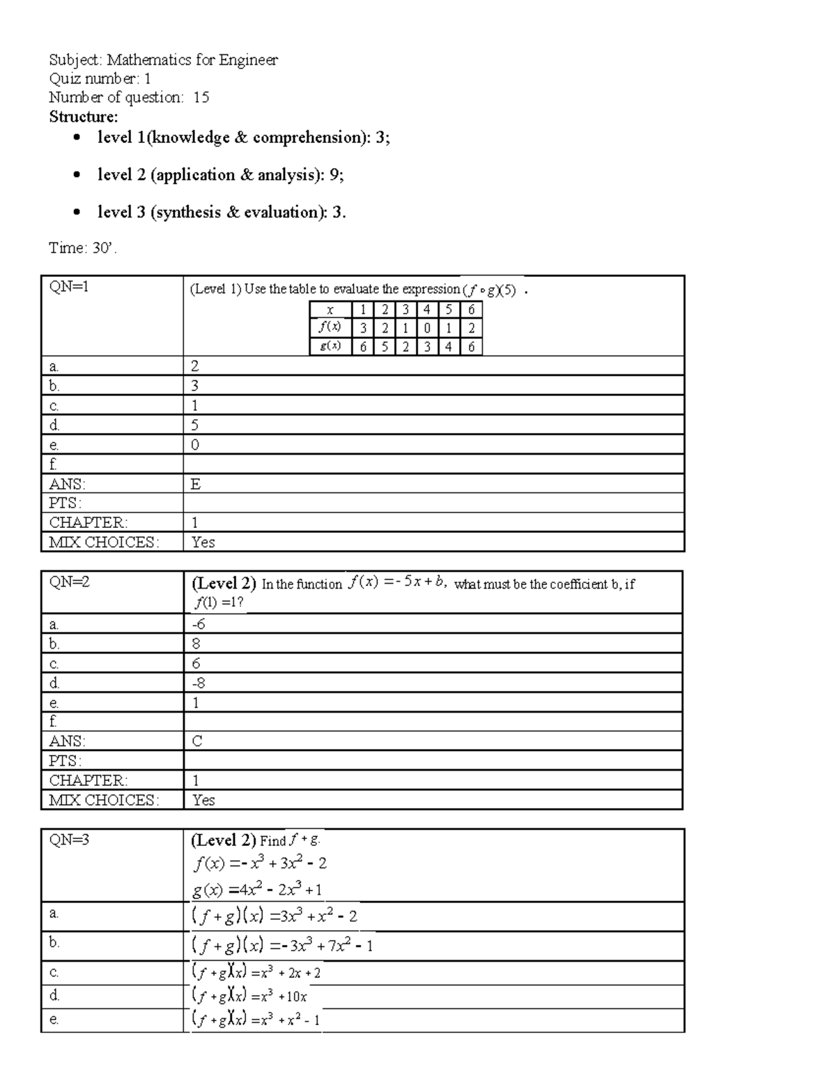 Quiz1b - dsssssssssssssssss - Subject: Mathematics for Engineer Quiz ...