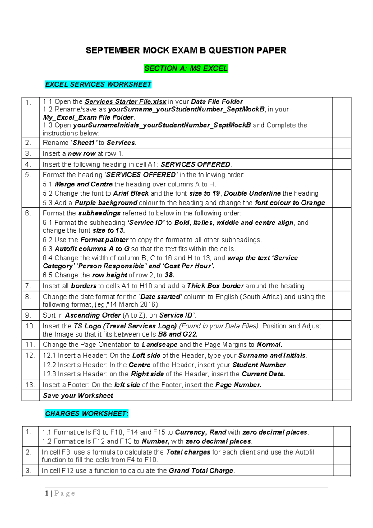 Sept Mock Exam B Questions - SEPTEMBER MOCK EXAM B QUESTION PAPER ...