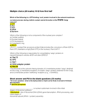 MCB 2050 Midterm Prep - MCB 2050 MIDTERM PREP _____ = W20 START ...