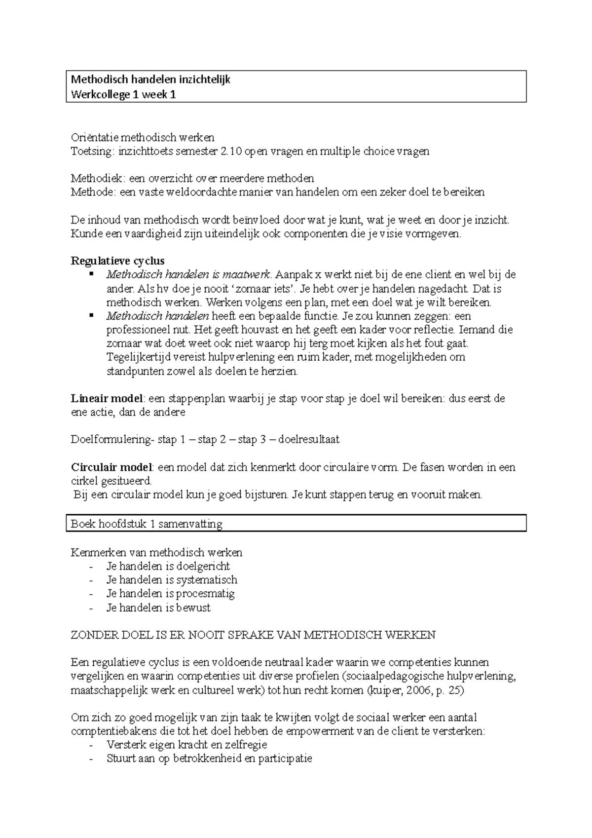 Oriëntatie methodisch werken WC 1 t:m 6 - Methodisch handelen ...
