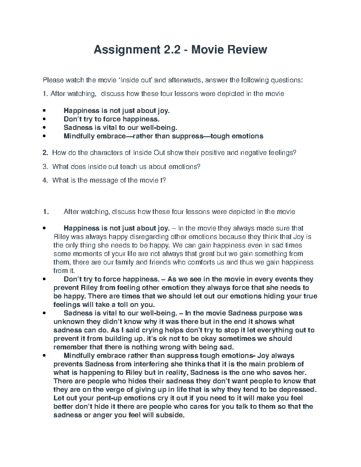 Assignment 2.2 - Movie Review - Understanding The Self - TIP - Studocu