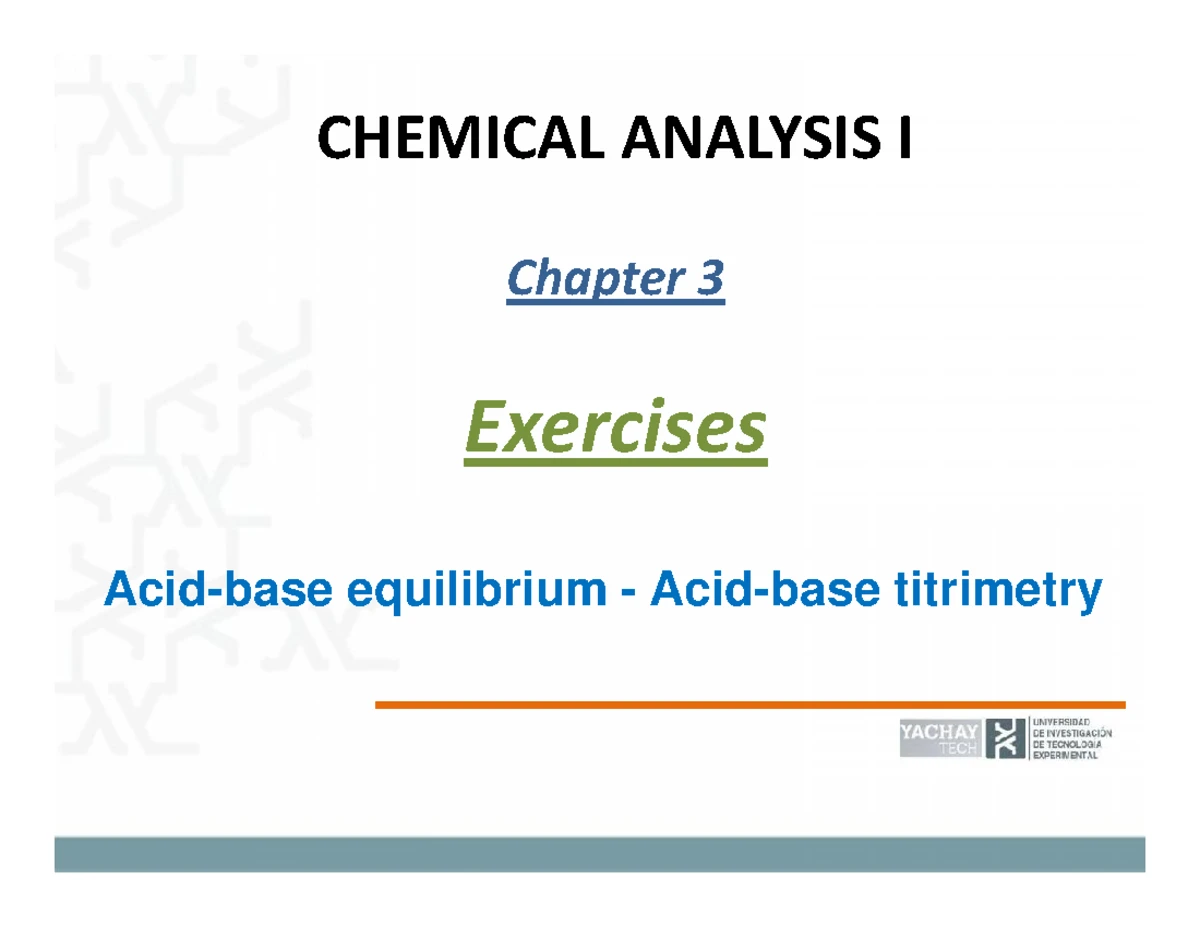 Chapter 4 - Exercises - CHEMICAL ANALYSIS I Chapter 4 Exercises Equilibrium of complex formation ...