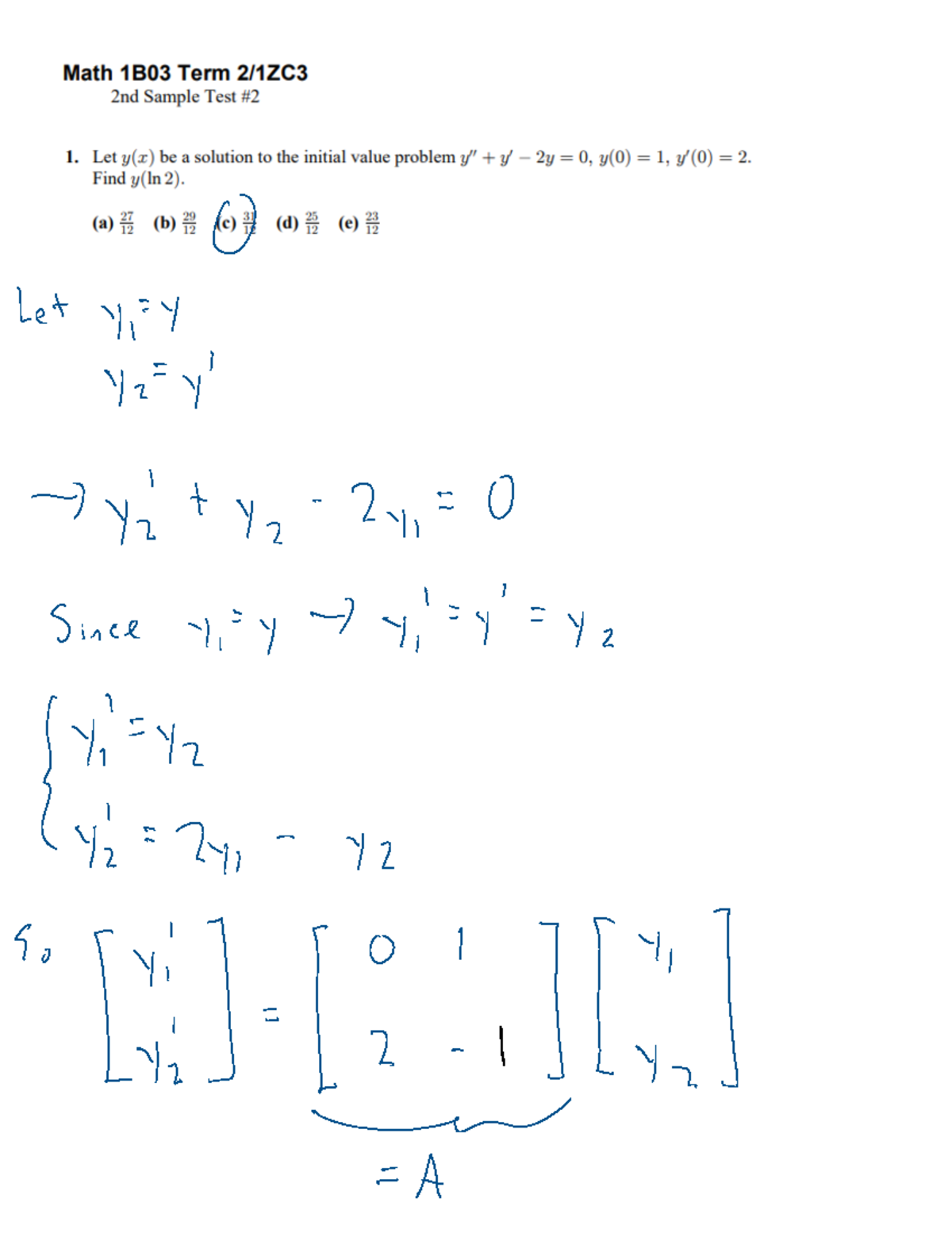 Math 1ZC3 Test2Sample 2 - Math 1Zc3 - Studocu