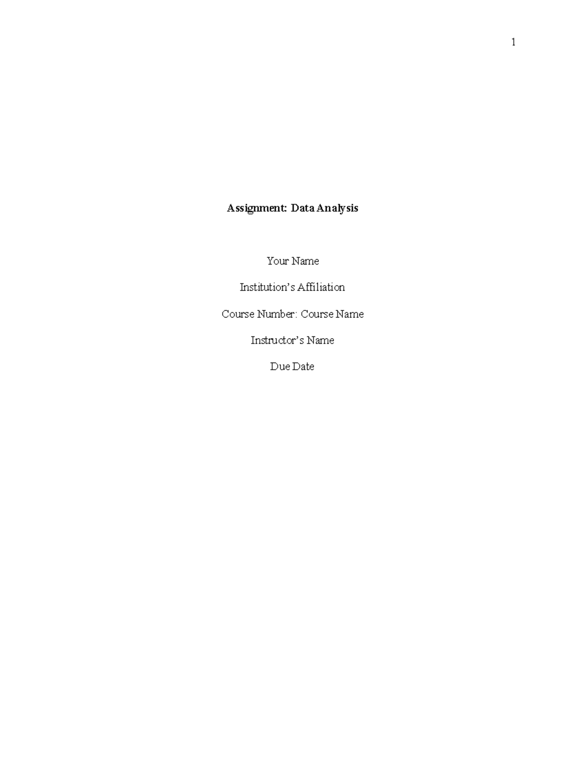 Assignment data analysis - 1 Assignment: Data Analysis Your Name ...