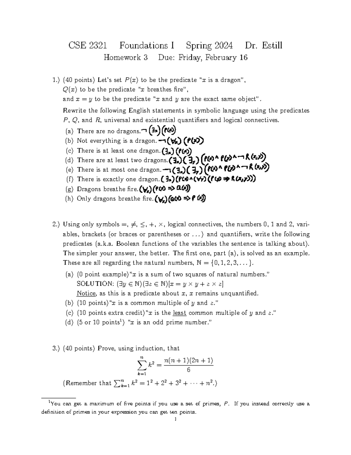 Cse2321hw3 Homework 3 Cse 2321 Foundations I Spring 2024 Dr Estill Homework 3 Due Friday