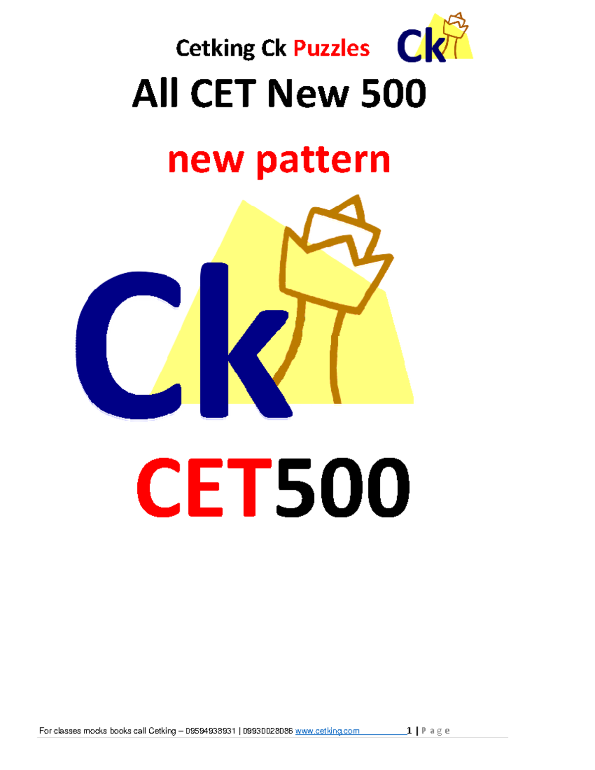 CET500 Puzzles cetking @mhcetjbims Lover - All CET New 500 new pattern ...