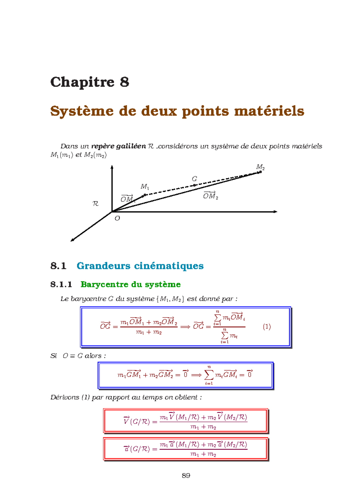 Système de deux points matériels - Chapitre 8 Système de deux points ...