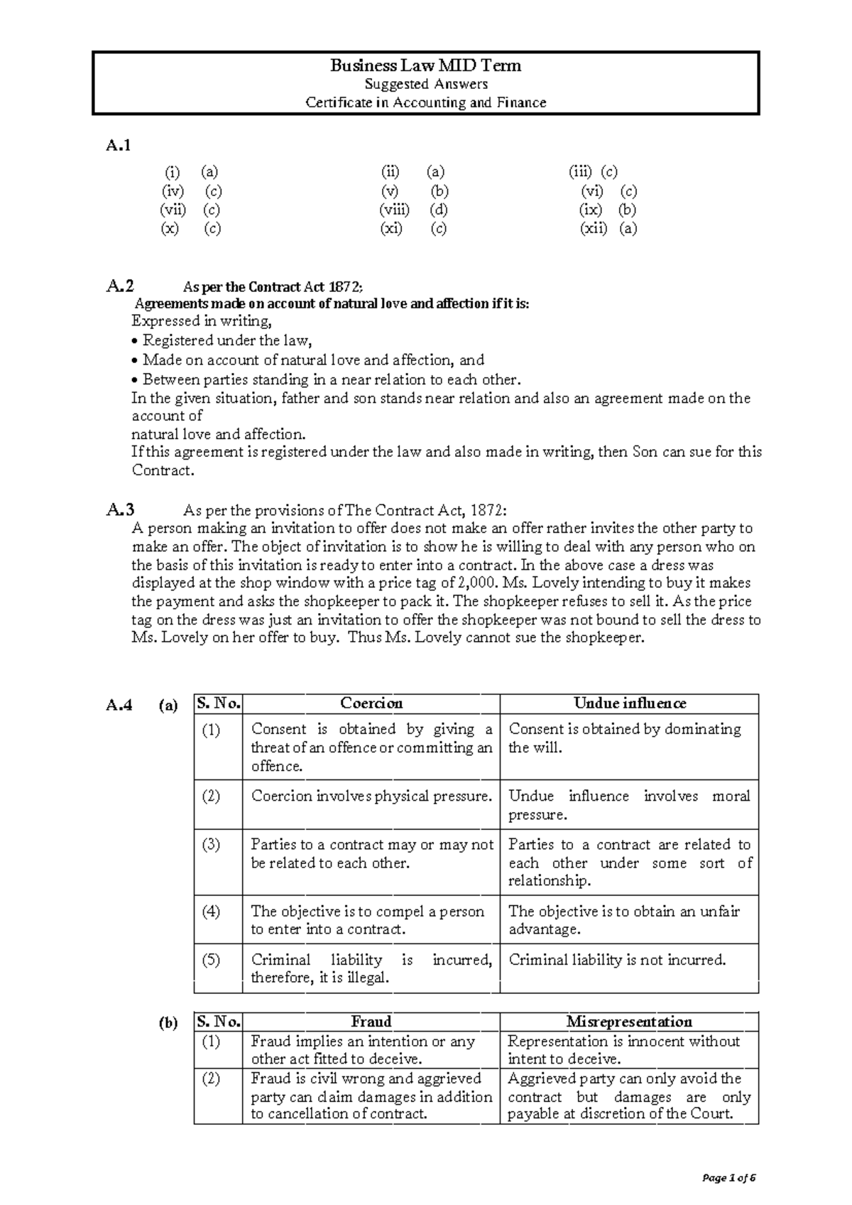 MID TERM SS SBI - Notes - Suggested Answers Certificate in Accounting ...