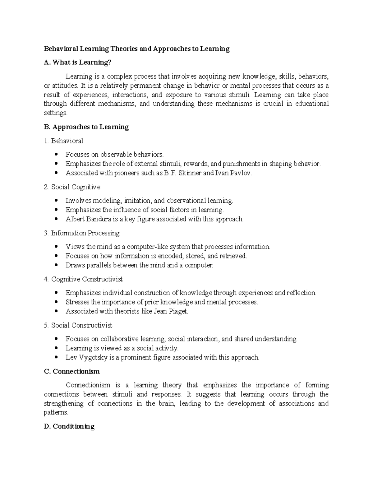 UNIT-5 - Lectures - Behavioral Learning Theories and Approaches to ...