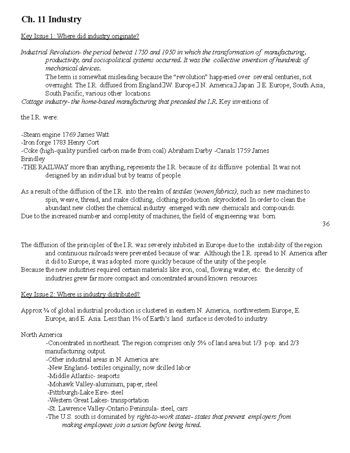 Ch. 11 - xhghh - Ch. 11 Industry Key Issue 1: Where did industry originate? Industrial ...