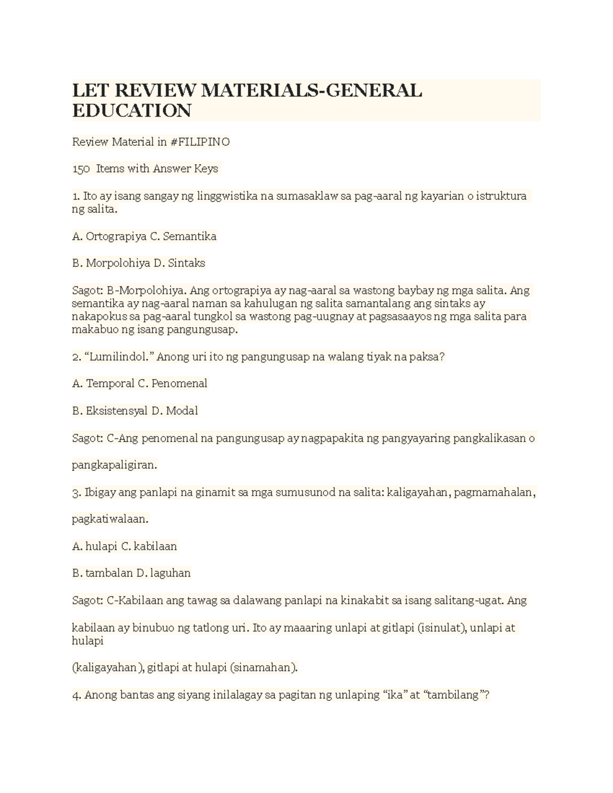 LET- Review- Materials - LET REVIEW MATERIALS-GENERAL EDUCATION Review ...