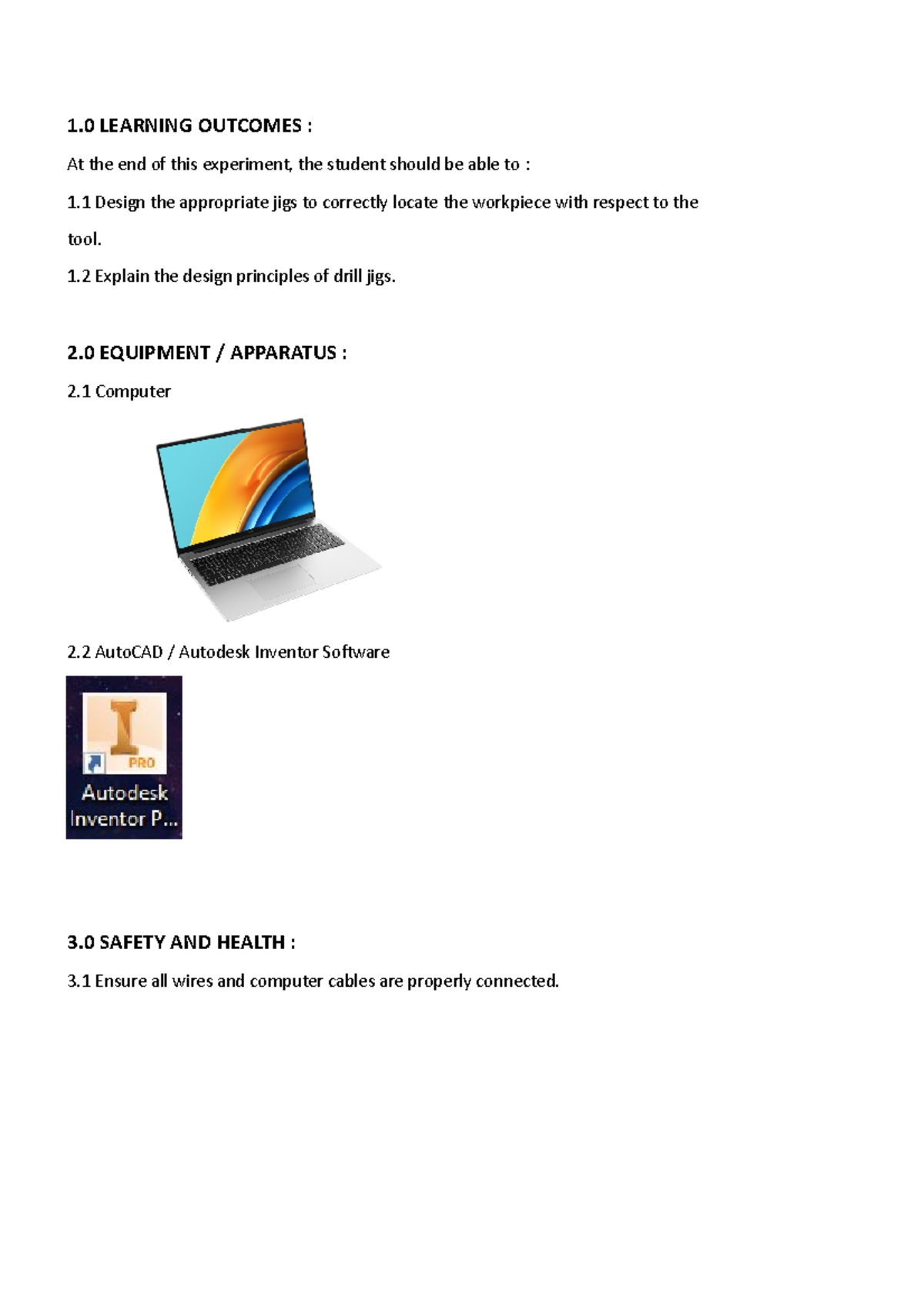 Jig and fixturre report - 1 LEARNING OUTCOMES : At the end of this ...