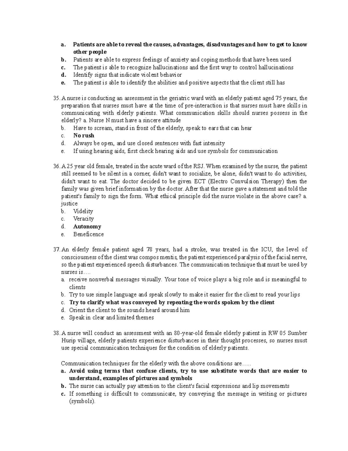 Nursing - CTE, materials-3 - a. Patients are able to reveal the causes ...