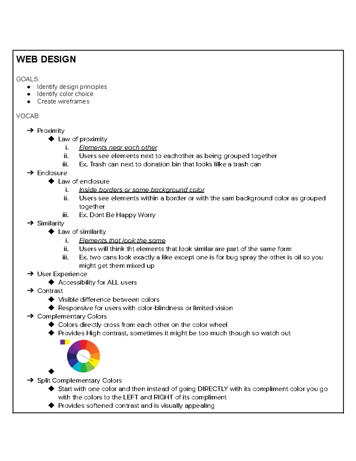 WEB Design - summer course - WEB DESIGN GOALS: Identify design ...