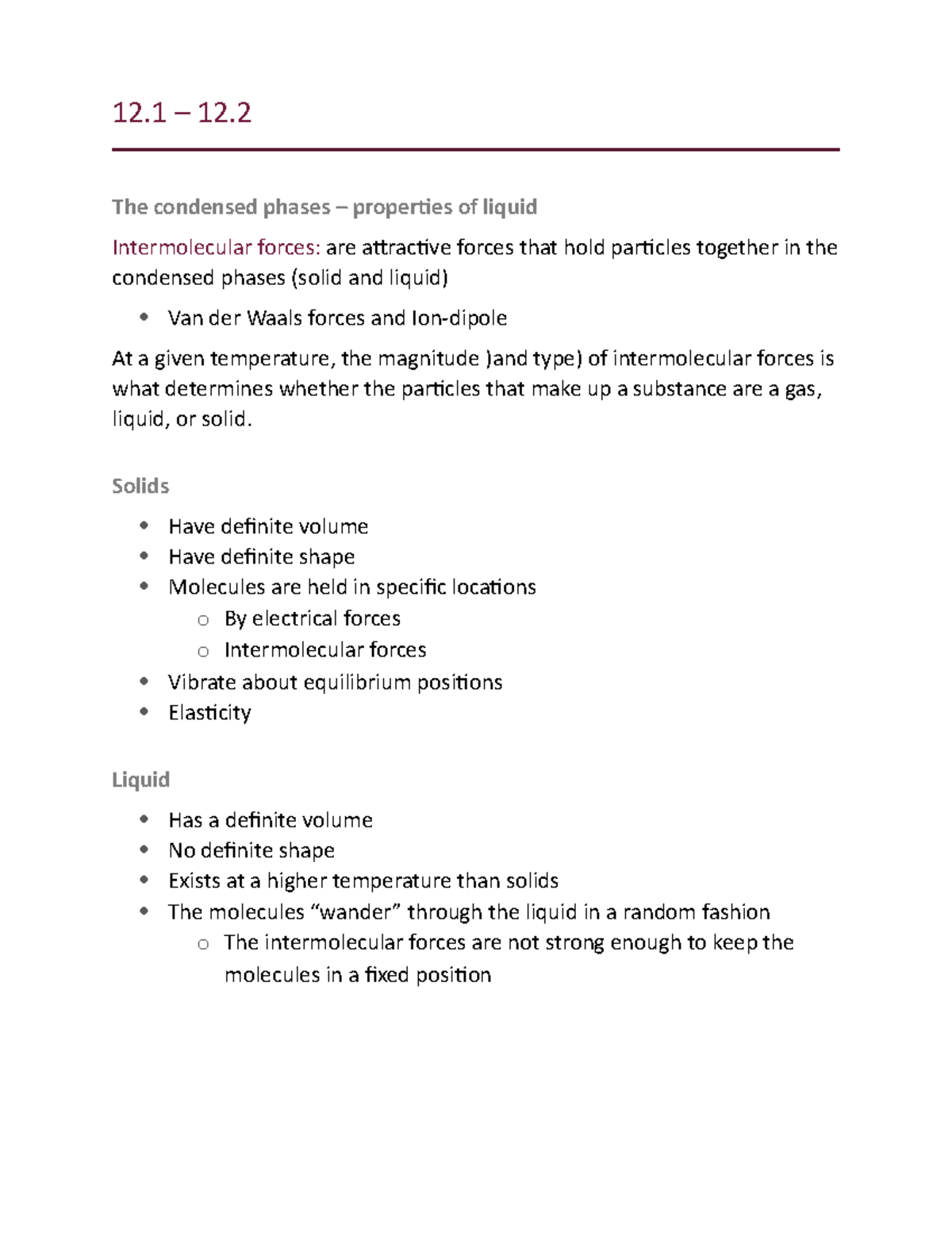 12.1 - 12.2 in atoms first text books - 12 – 12. The condensed phases ...