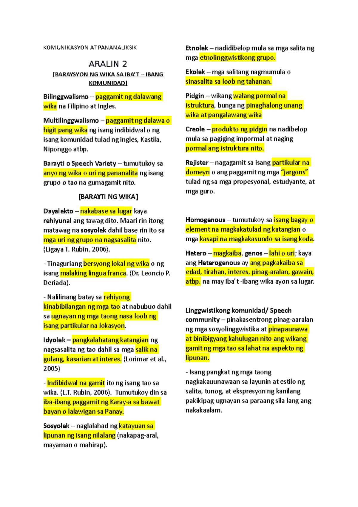 Kompan-aralin 2 - Summary for Module 2 in Kompan-11 - KOMUNIKASYON AT ...