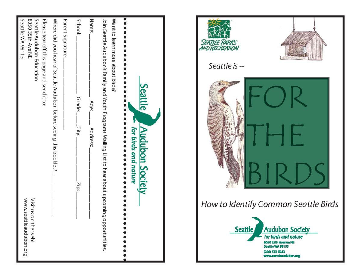 For The Birds Book - ... - How to Identify Common Seattle Birds Seattle ...
