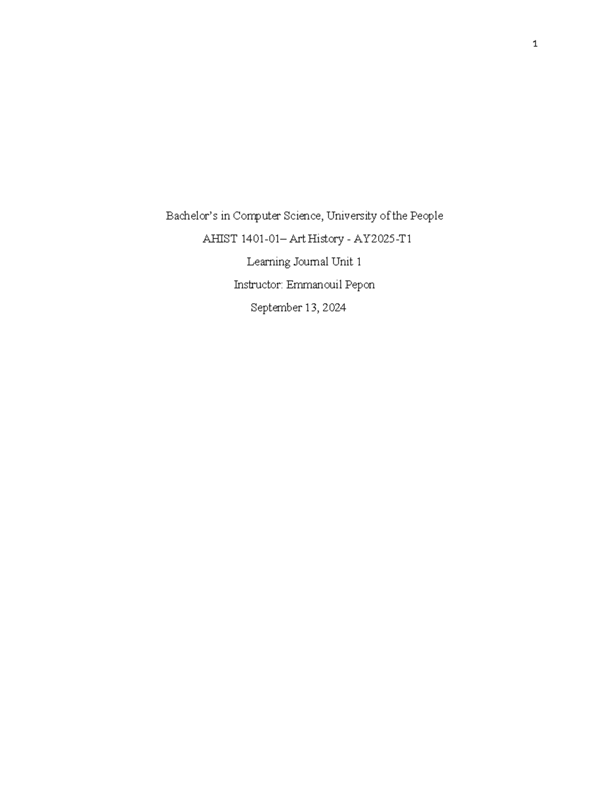 Learning Journal Unit 1 - Academic Writing - 1 Bachelor’s in Computer ...