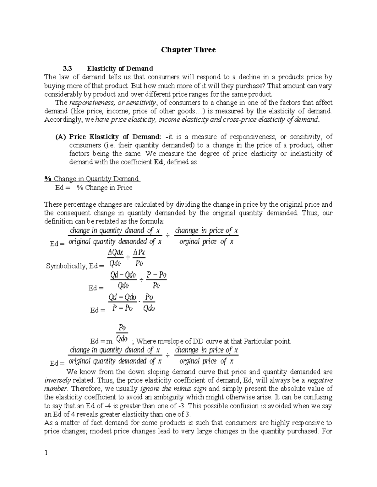 3. chapter 3 Elasticity of Demand and Supply - Chapter Three 3 ...