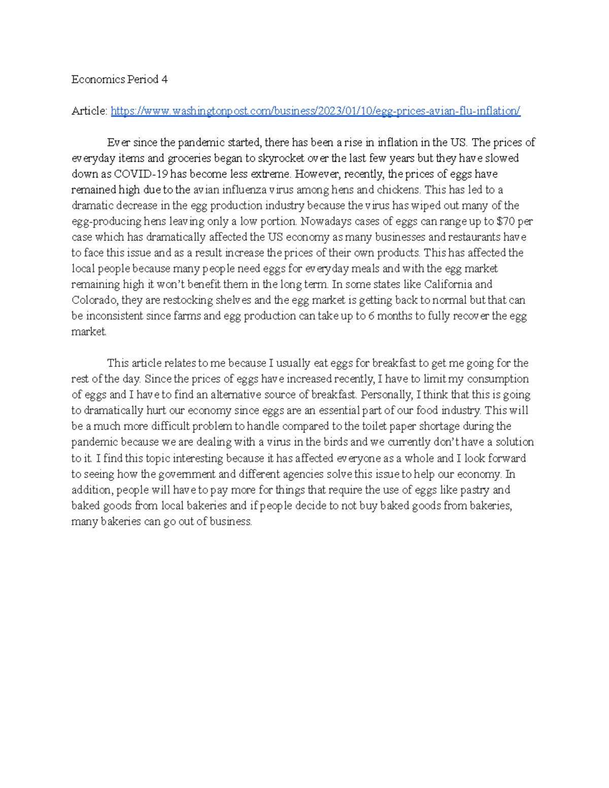 PDF 2 - An essay - Economics Period 4 Article: - Studocu