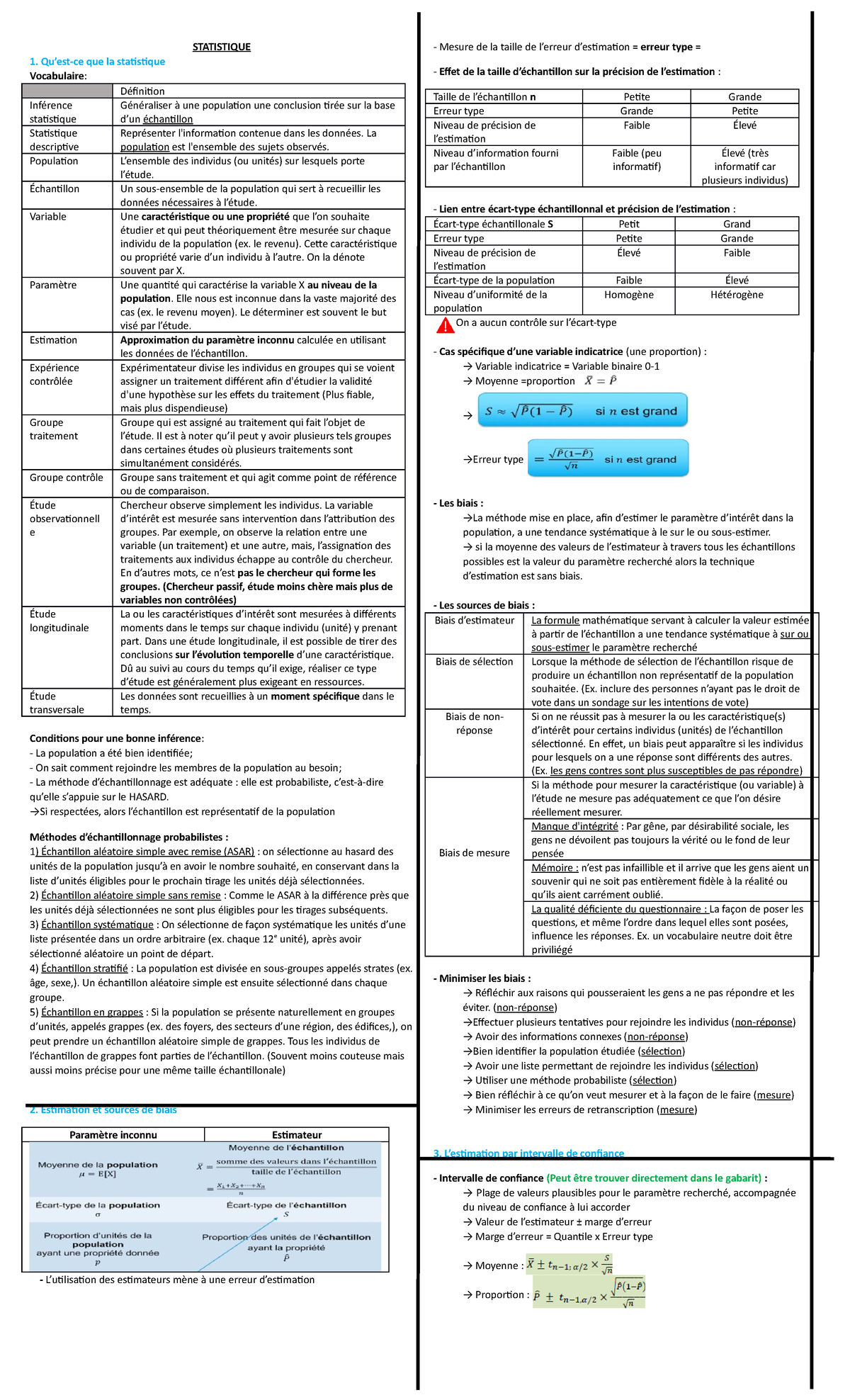Feuille de note Statistique - STATISTIQUE 1. Qu’est-ce que la ...