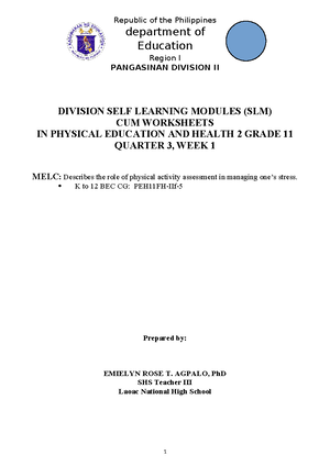 Division SELF Learning Modules PEH 2 MELC 3 - DIVISION SELF LEARNING ...