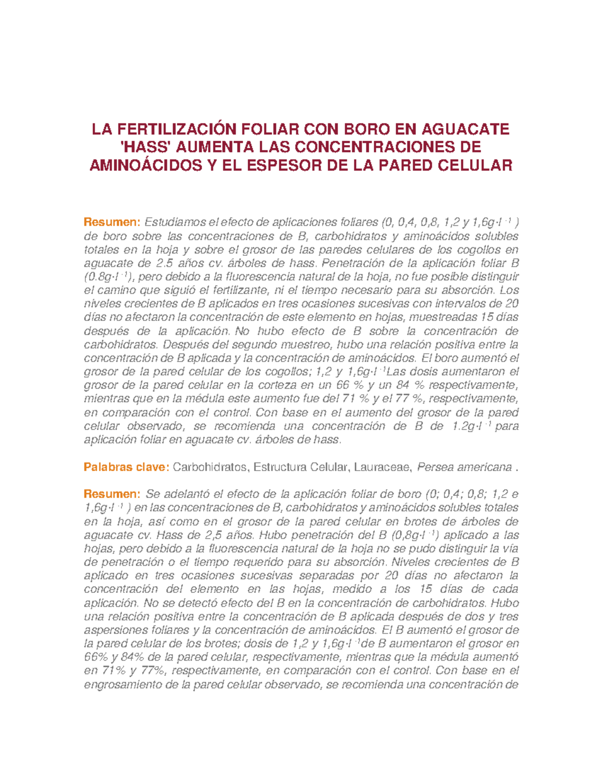 LA Fertilización Foliar CON BORO EN Aguacate - LA FERTILIZACIÓN FOLIAR ...