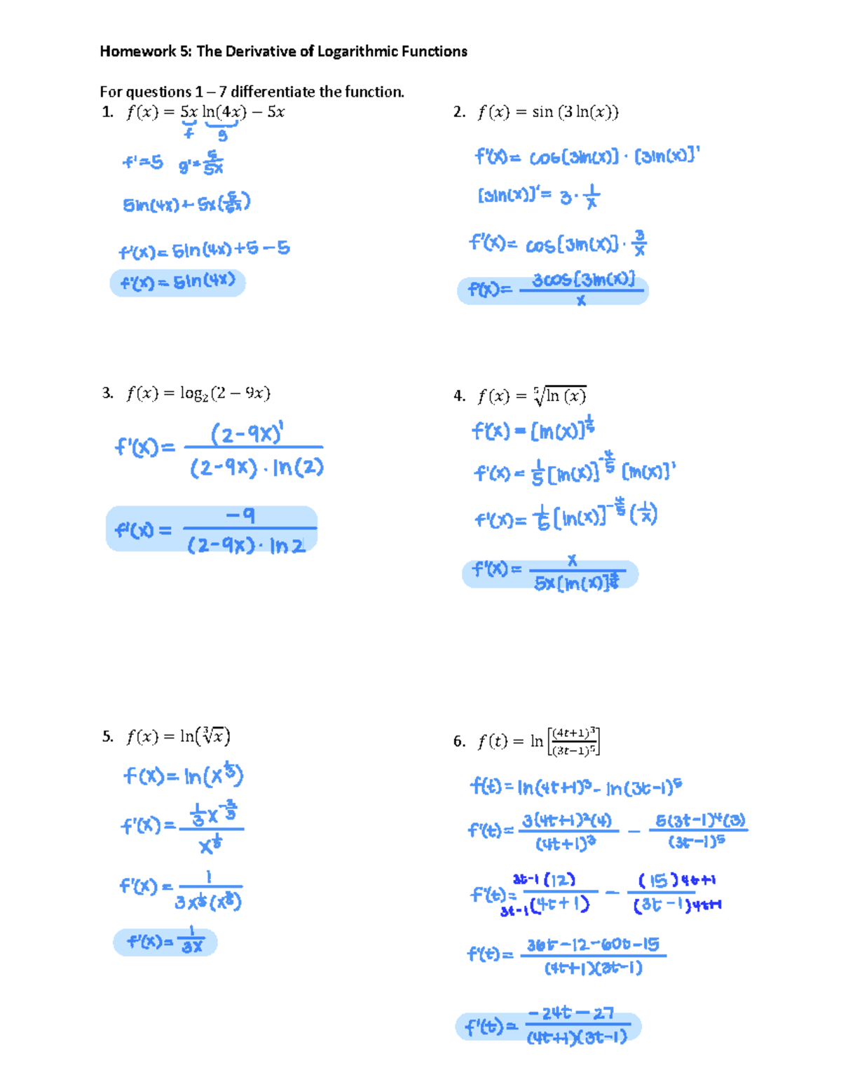 Assignment 5 - instructor Leslie Rodriguez - Homework 5: The Derivative ...