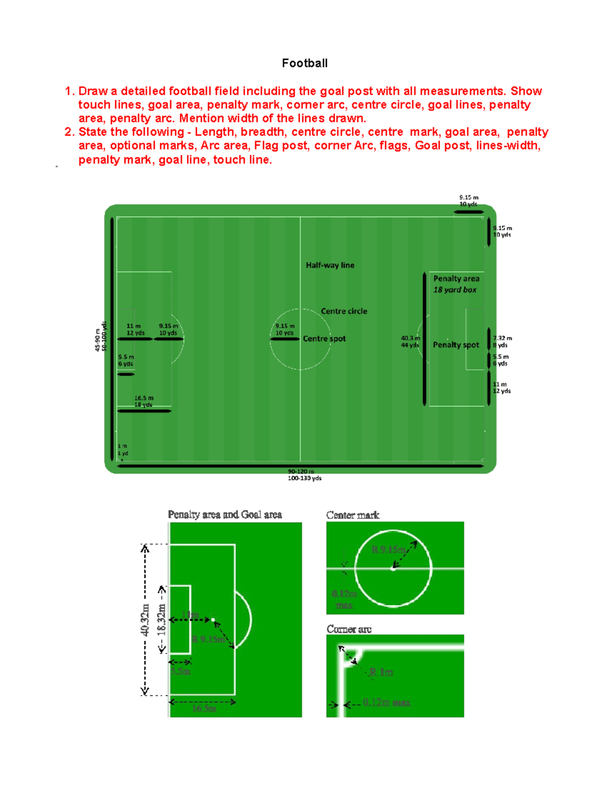 Pdf - Lecture notes 1 - Football 1. Draw a detailed football field ...