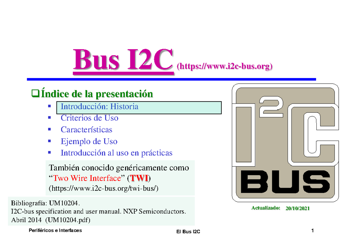 21-22 M2T3-Teoria-Bus-I2C - Periféricos e Interfaces - ULPGC - Studocu