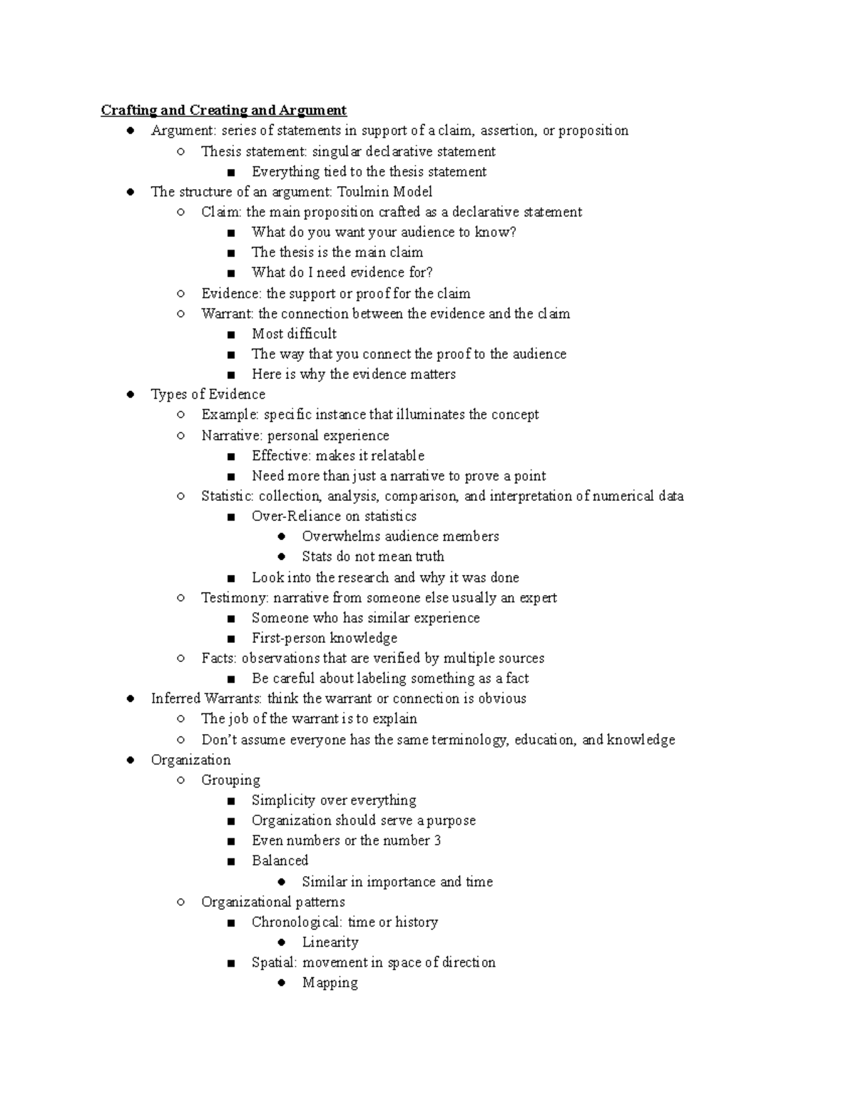 Crafting and Creating and Argument - Studocu
