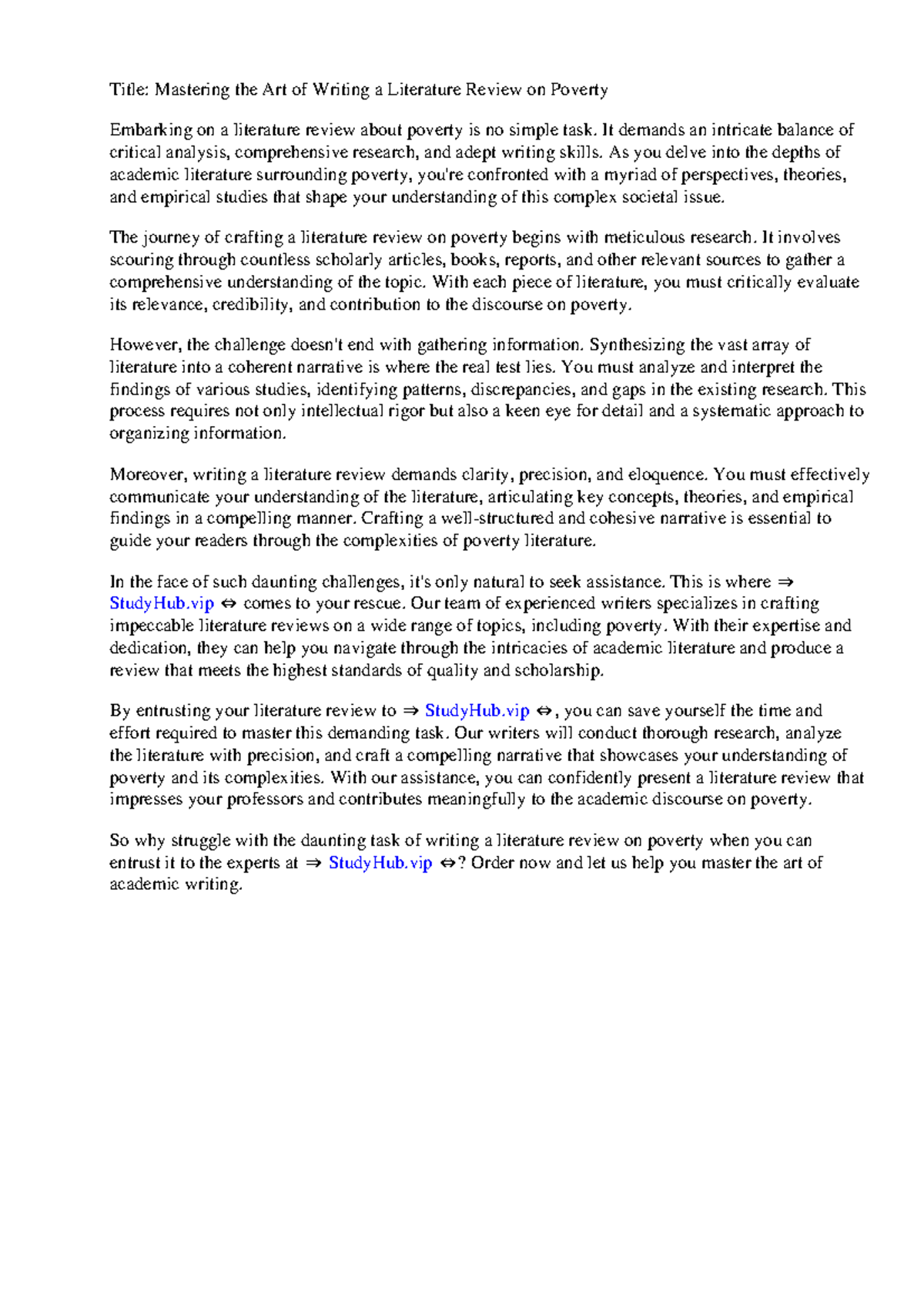 Literature Review About Poverty - Title: Mastering the Art of Writing a ...