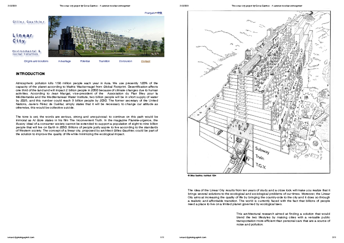 The linear city project by Gilles Gauthier - A solution to urban ...