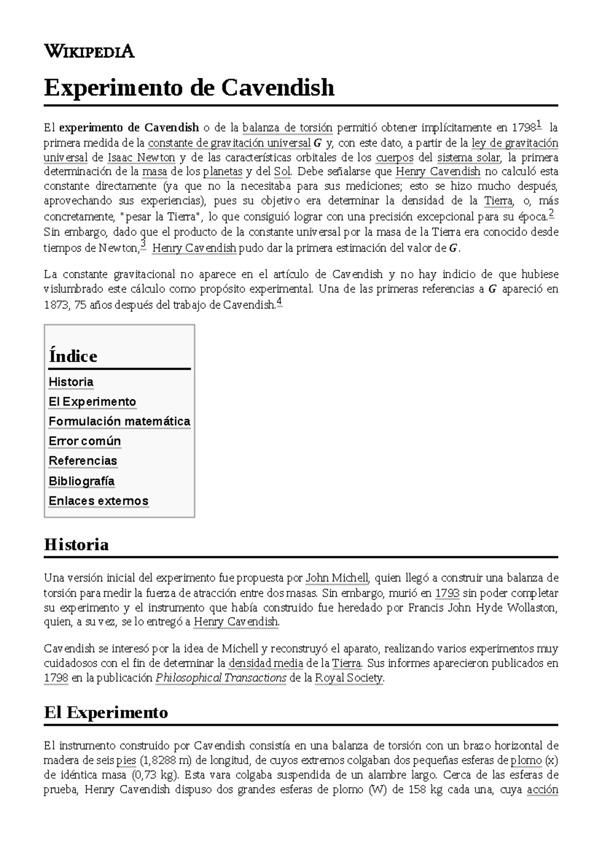 Experimento de Cavendish - Debe señalarse que Henry Cavendish no ...