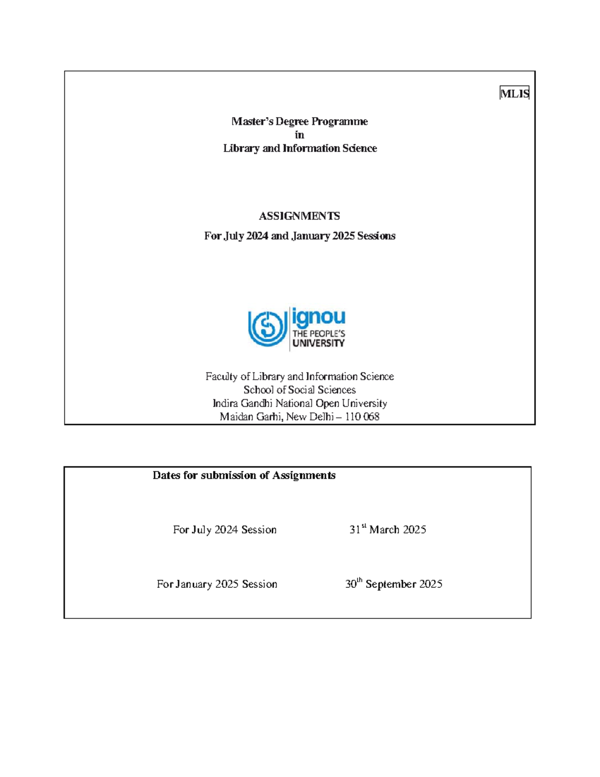 MLIS Assignment PDF( 2024) - MLIS Master’s Degree Programme in Library ...