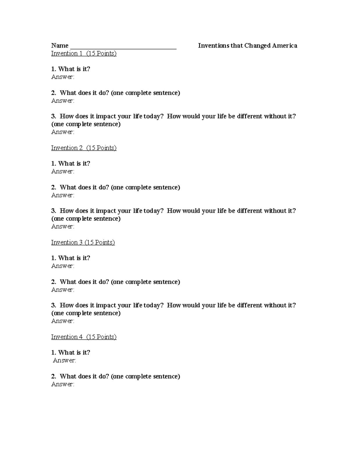 Inventions Analysis-1 - Name _______________________________ Inventions ...