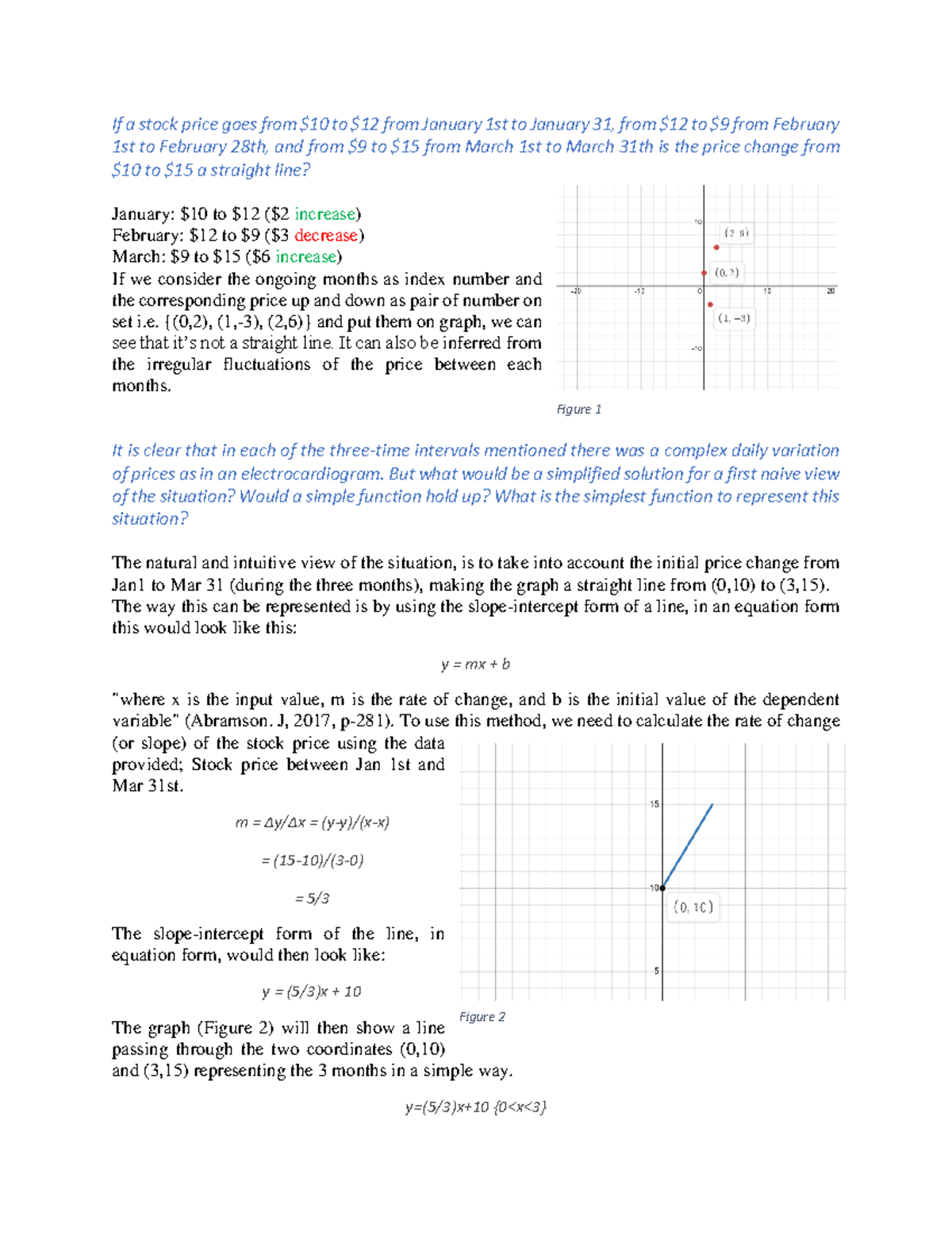 MATH1201 Discussion Assignment Unit 2 - If a stock price goes from $10 ...