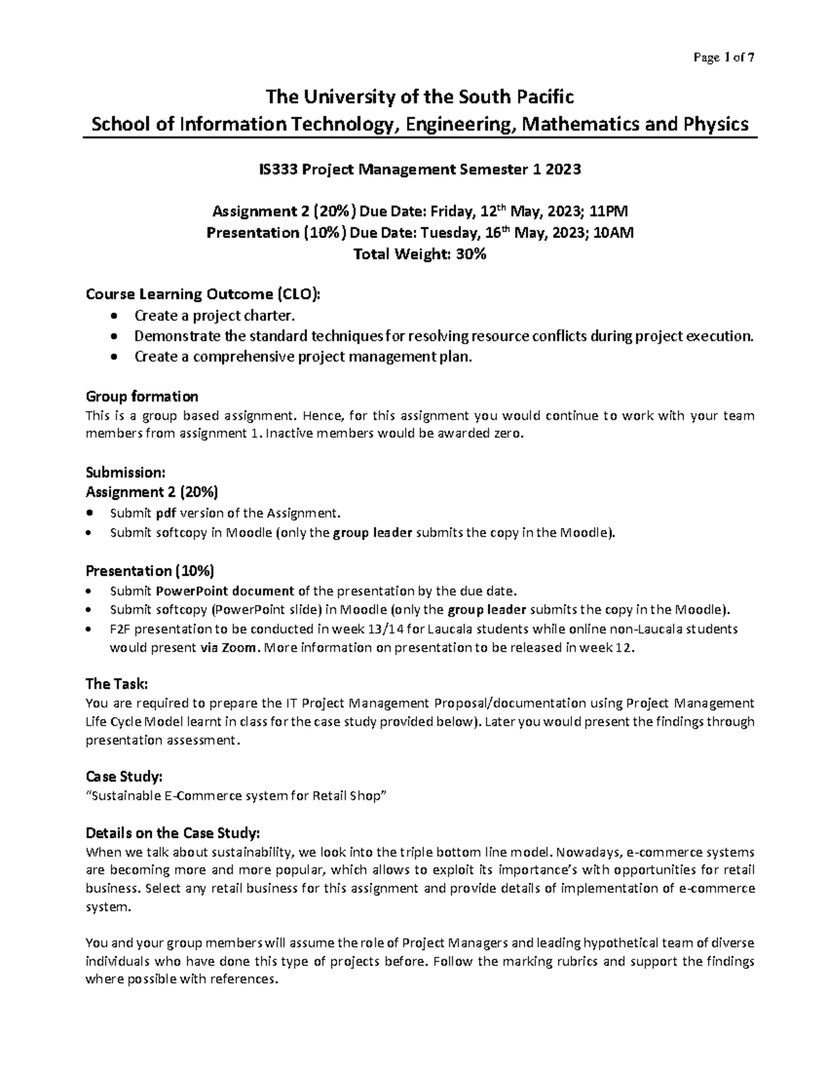 Is333 Assignment 2 2023 Specification The University Of The South