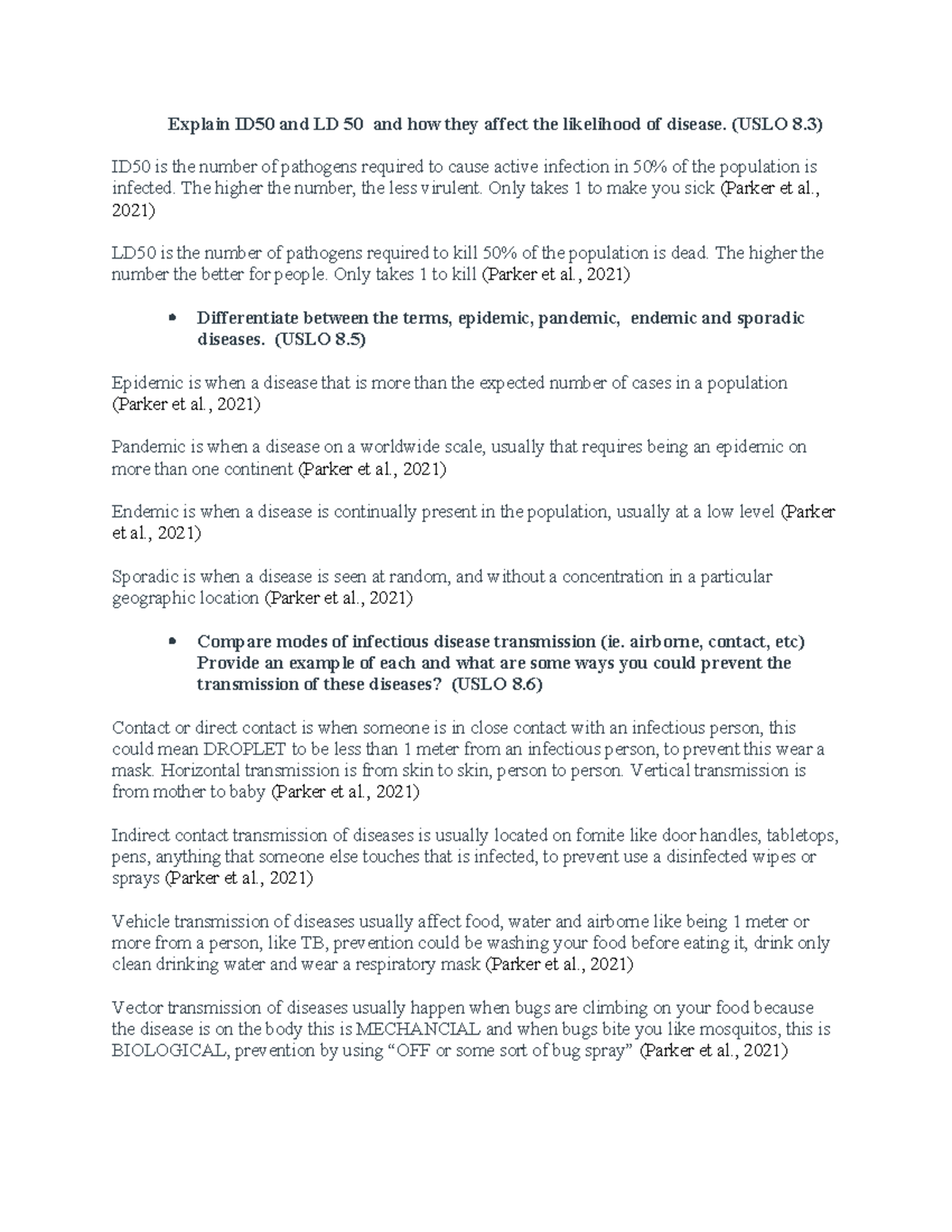 Week 8 Disscussion Post - Explain ID50 and LD 50 and how they affect ...