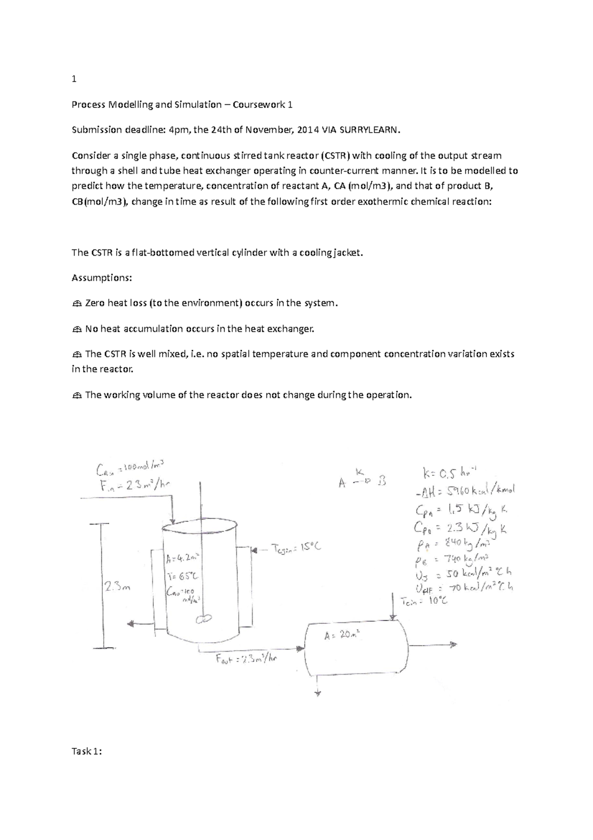 Process modelling cswk - 1 Process Modelling and Simulation – Coursework 1 Submission deadline ...